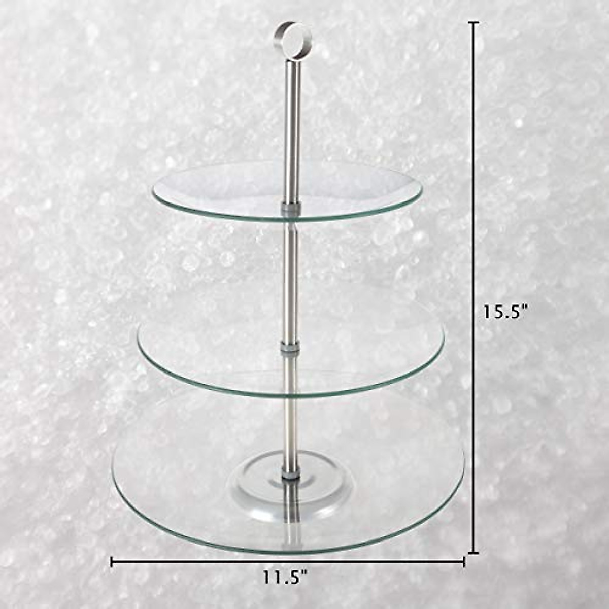 Home 3-Tier Dessert Stand-Tempered Round Glass Display Tower for Cupcakes, Cookies, Fruit, Appetizers–Buffet, Wedding, Party Serveware by Classic Cuisine, Standard, Clear