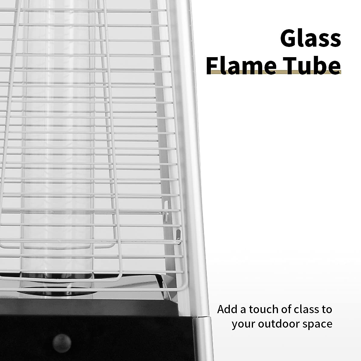 Patio Heater, KEZATO Outdoor Pyramid Patio Heater with Cover and Wheels 42000 BTU Glass Tube Propane Heater for Commercial and Residential Use Black