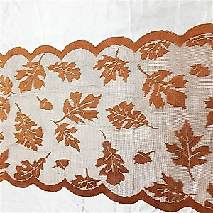 Thanksgiving Table Runner, 13 X 72 Inch Fall Table Runner Thanksgiving Decorations, Maple Leaves Harvest Lace Pumpkin Runner Brow Long Fall Table Line