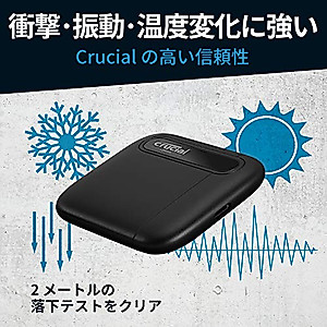 Crucial X6 2TB Portable SSD - Up to 800MB/s - PC and Mac - USB 3.2 USB-C External Solid State Drive - CT2000X6SSD9, Black