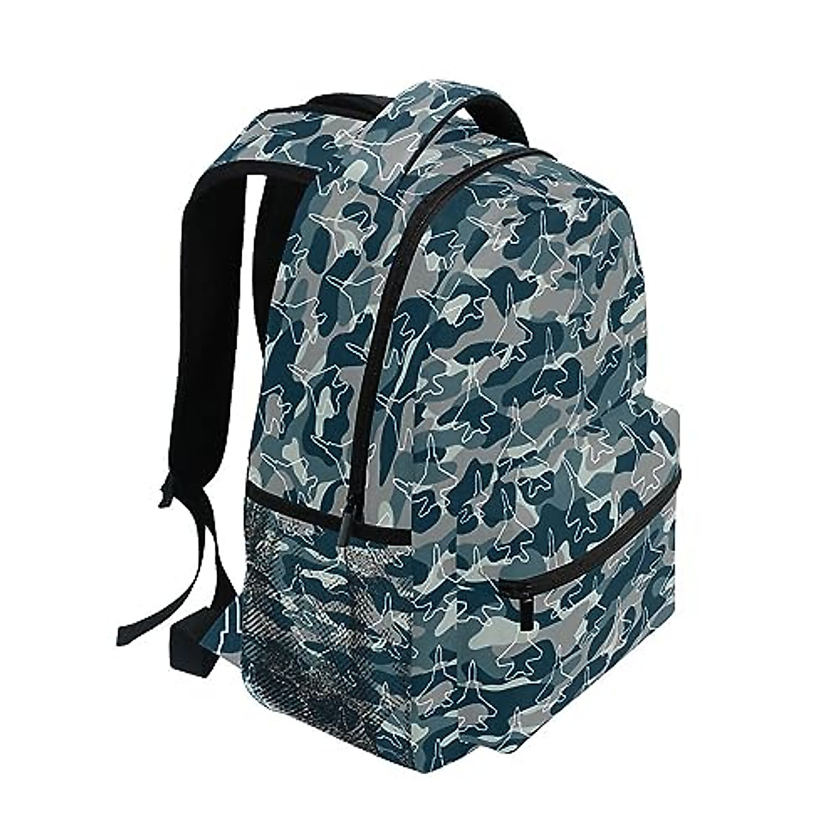 ODAWA Jet Fighters Camouflage Kids School Backpack Travel Laptop Backpack Teens Bookbag Daypack