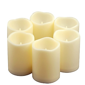 EZiKitchen 6 Pack Waterproof Battery Operated Candles Led Pillar Lights Flickering Flameless Candles with Timer Outdoor Plastic Candles Home Decor Decorative Candles Cream White,3x4 Inch