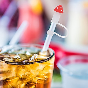 ABOOFAN 2pcs Silicone Straw Caps Mushroom Straw Tip Plugs Reusable Straw Tip Covers Cute Straw Topper Leak-proof Straw Caps for 6-8mm Straws Party Supplies