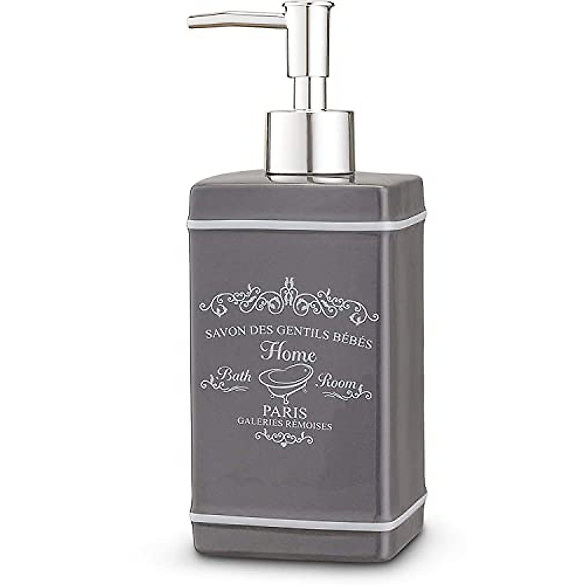 Home Basics Paris Collection Bathroom Accessories Bundle in Grey | Waste Bin | Soap Dispenser | Soap Dish | Tumbler | Toothbrush Holder | Elegant Design