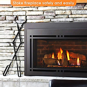 26" Fireplace Tongs, Uten Fire Pit Accessories for Outside, Firewood Tongs, Heavy Duty Wrought Iron Fire Pit FireTongs, Log Tweezers for Stove Camping Fire Pit Tools Indoor/Outdoor