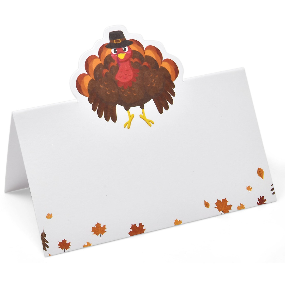 100 Pack Turkey Place Cards with Fall Thanksgiving Seating Harvest Name Card Table Setting Folded Paper Autumn Turkeys Tent for Dinner Tables