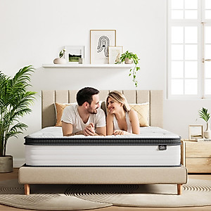 TeQsli Queen Mattress, 10 Inch Memory Foam Innerspring Hybrid Mattress in a Box