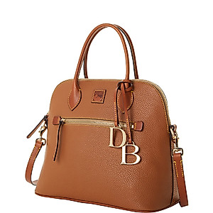 Dooney & Bourke Satchel Bags for Women, Pebble Grain Leather Domed Satchel Handbag with Optional Crossbody Bag Strap - Brown