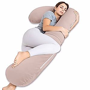 INSEN Pregnancy Pillow for Sleeping,Maternity Body Pillow for Pregnancy Women,Pregnancy Support Pillow for Back, Hip Pain, Apricot
