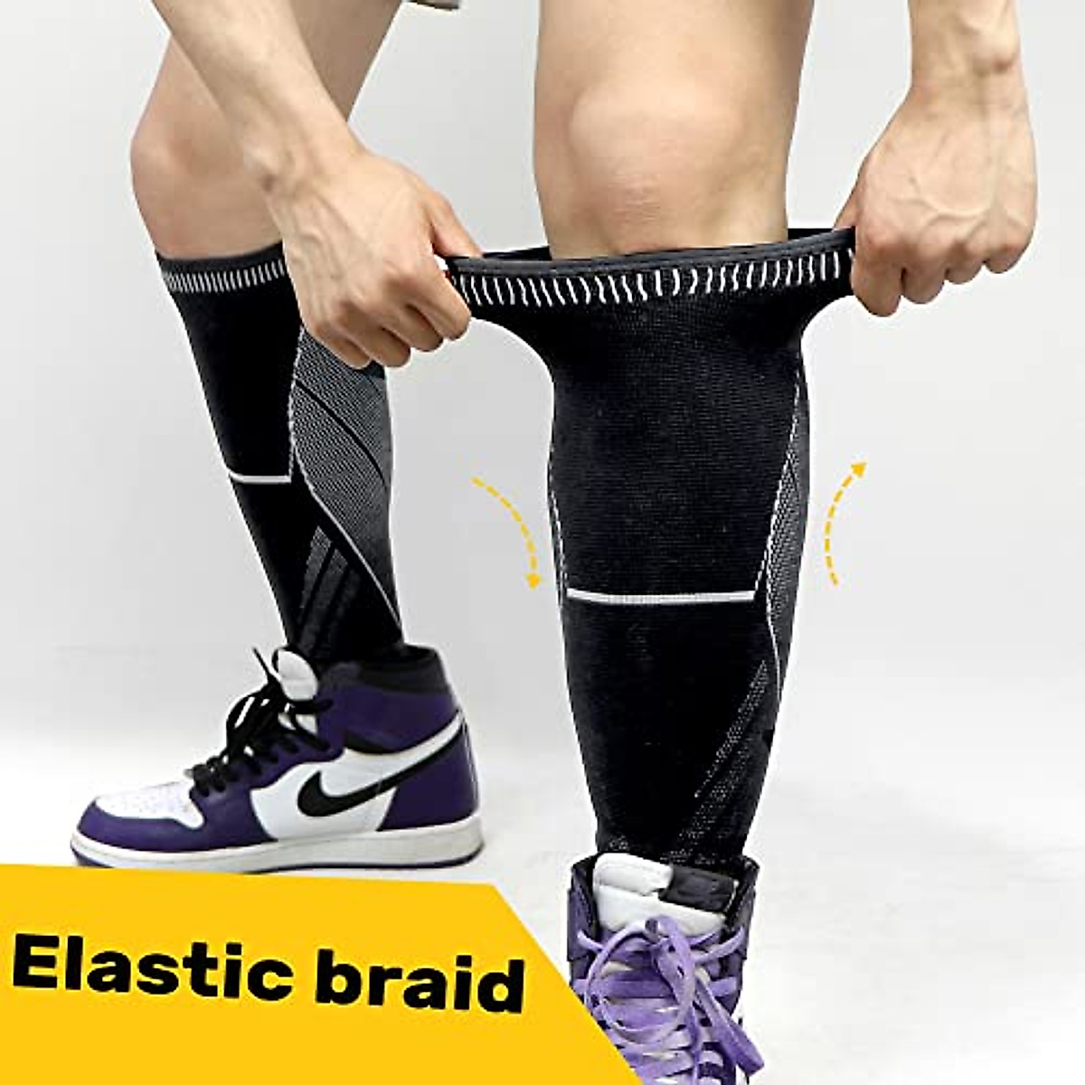 Calf Compression Sleeve Men-2 Pack Shin Splint Compression Sleeve - Lower Leg Compression Sleeve for Basketball Football Running Varicose Vein