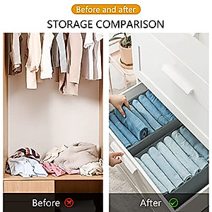 KOMIWOO Wardrobe Clothes Organizer, 9 Grid Clothes Organizer Washable Closet Drawer Storage Organizer for Pants, Jeans and T-Shirt