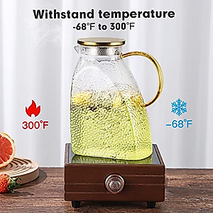 BINCOO Fridge Door Water Pitcher,1.8 Liter/60oz Glass Pitcher, Ice Tea Pitcher For Fridge, Pitcher Beverage Pitcher Drinking Carafe for Homemade Juice Ice Tea Wine Coffee Milk Lemonade