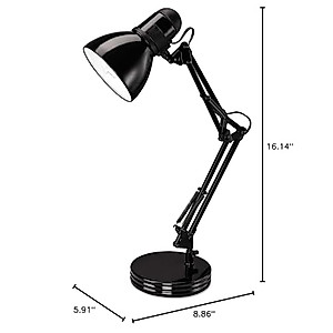 Alera ALELMP603B 6.75 in. W x 11.5 in. D x 22 in. H Adjustable Arm Architect Desk Lamp - Black