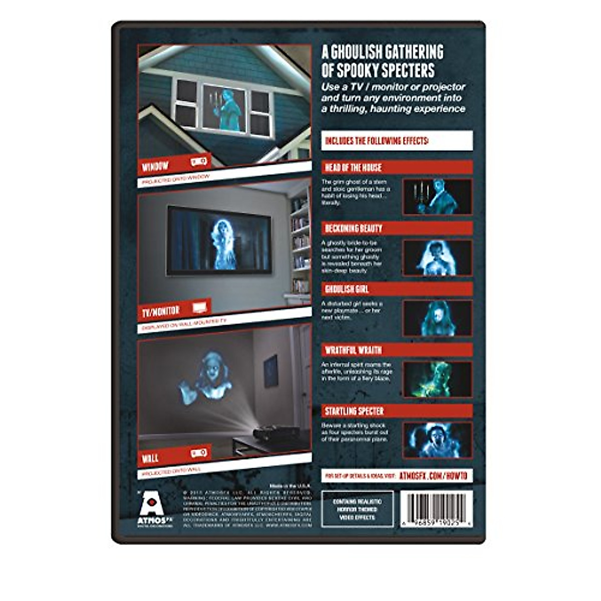 AtmosFear FX Ghostly Apparitions & Bone Chillers DVD Plus Reaper Brothers High Resolution Rear Projection Screen for Virtual Halloween Window Projection Movies