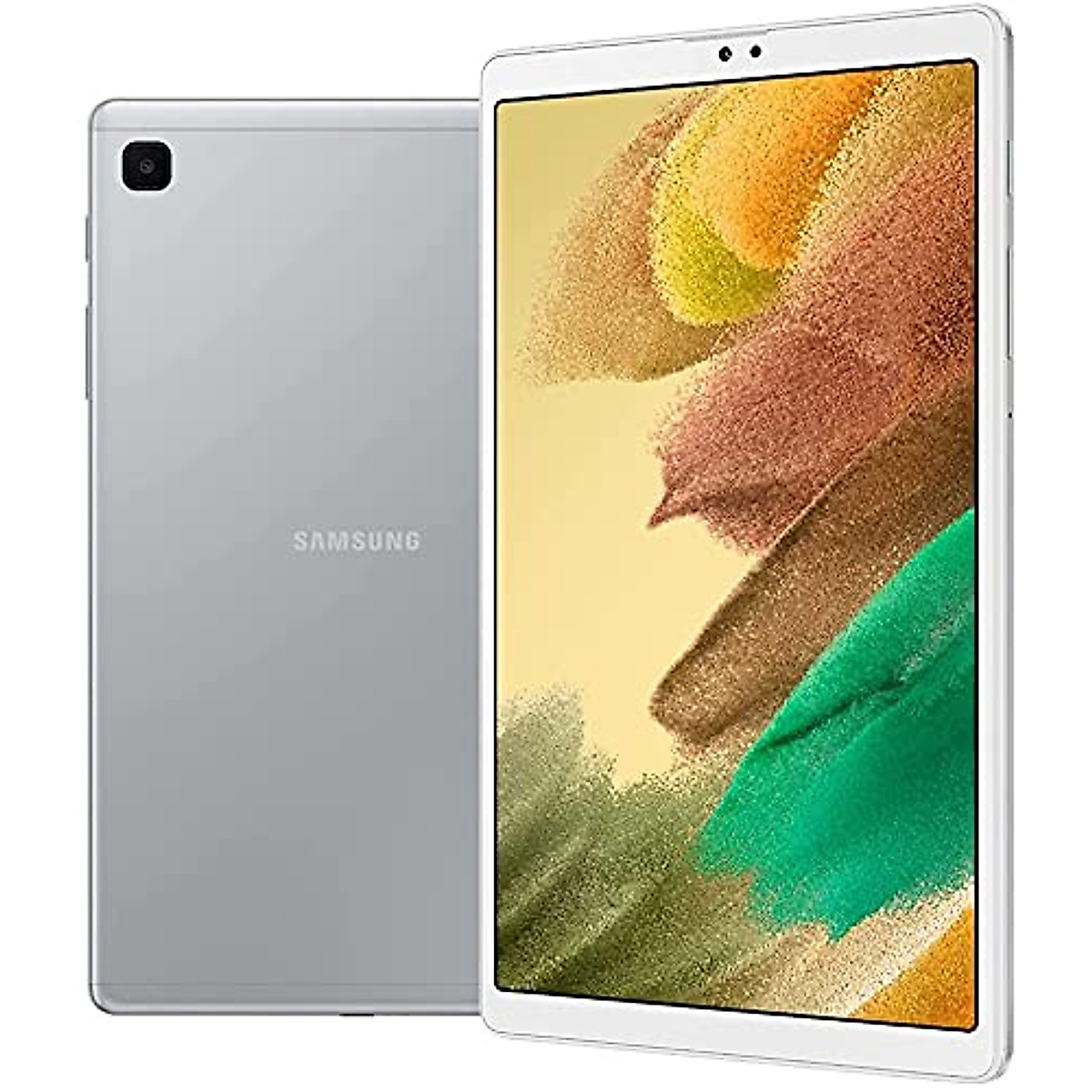 SAMSUNG 2021 Galaxy Tab A7 Lite 8.7” Inch 32 GB Wi-Fi Android 11 Touchscreen International Tablet Bundle – PU Leather Case, Screen Protector, Stylus and 32GB microSD Card [Silver]