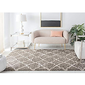 SAFAVIEH Hudson Shag Collection Accent Rug - 4' x 6', Grey & Ivory, Trellis Design, Non-Shedding & Easy Care, 2-inch Thick Ideal for High Traffic Areas in Entryway, Living Room, Bedroom (SGH282B)
