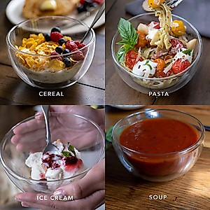 GracesDawn high temperature resistant double layer glass bowl borosilicate heat-resistant glass tableware transparent fruit salad bowl (800ml（27OZ）)