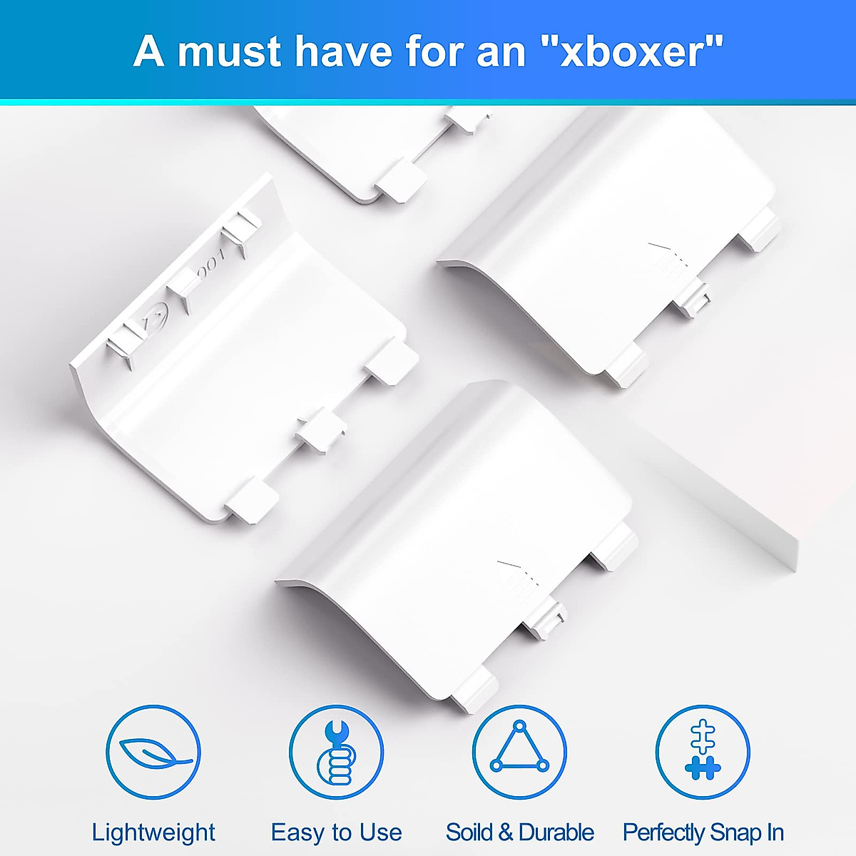 Battery Cover for Xbox Series X, 4 Pack Replacement Back Shell Door Lid Repair Part to New Wireless Series S Remote, Cheap Batteries Port Outside Case Cap for Microsoft Xbox Core Controller, White