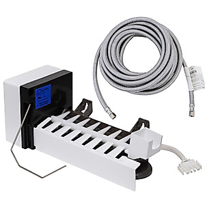 241798224 Ice Maker Replacement for Electrolux & Frigidaire Refrigerators 241642511 241798201 241798231 & 20 Foot Universal Ice Maker Flexible Braided Stainless Steel Water Supply Hose Connector