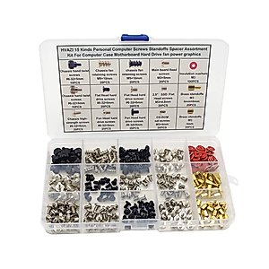 HVAZI 15 Kinds Personal Computer Screws Standoffs Spacer Assortment Kit for Computer Case Motherboard Hard Drive Fan Power Graphics