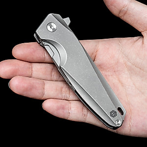 TGZUO Titanium Folding Utility Knife with Clip Mini EDC Box Cutter Flipper Pocket For Outdoor 10pcs Carbon Steel Replacement Blades