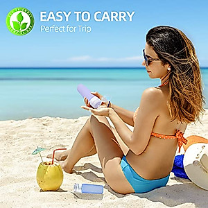 FUNAURORE Travel Bottles for Toiletries, 3 OZ Tsa Approved Travel Size Containers with Labels, Silicone Leak Proof BPA Free Squeezable Travel Essentials for Shampoo, Conditioner,Lotion (5 Pack)