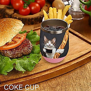OPTKSNCU 304 Stainless Steel Insulated Cup with Lid, Cat Holding Something Print Durable, And Easy to Clean – Ideal for Home, Office, And Gift Giving