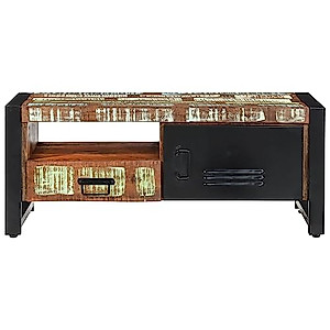 QJBSAVVA Coffee Table 39.4"x19.7"x16.1" Solid Wood Reclaimed,Bedside Tables Side Tables End Tables Entrance Tables Suitable for Meeting Rooms, Reception Rooms, Offices