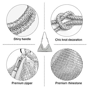 BRZSACR Rhinestone Purse, Silver Purse for Women, Evening Prom Rhinestone Handbag 2022 Upgrade, Gift for Women, Friends, 1pc (Silver)