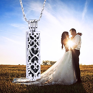 Imrsanl Stainless Steel Cremation Jewelry Ashes Cylinder Vial Urn Necklace for Ashes Charm Memorial Keepsake Cremation Pendant Jewelry (Black)