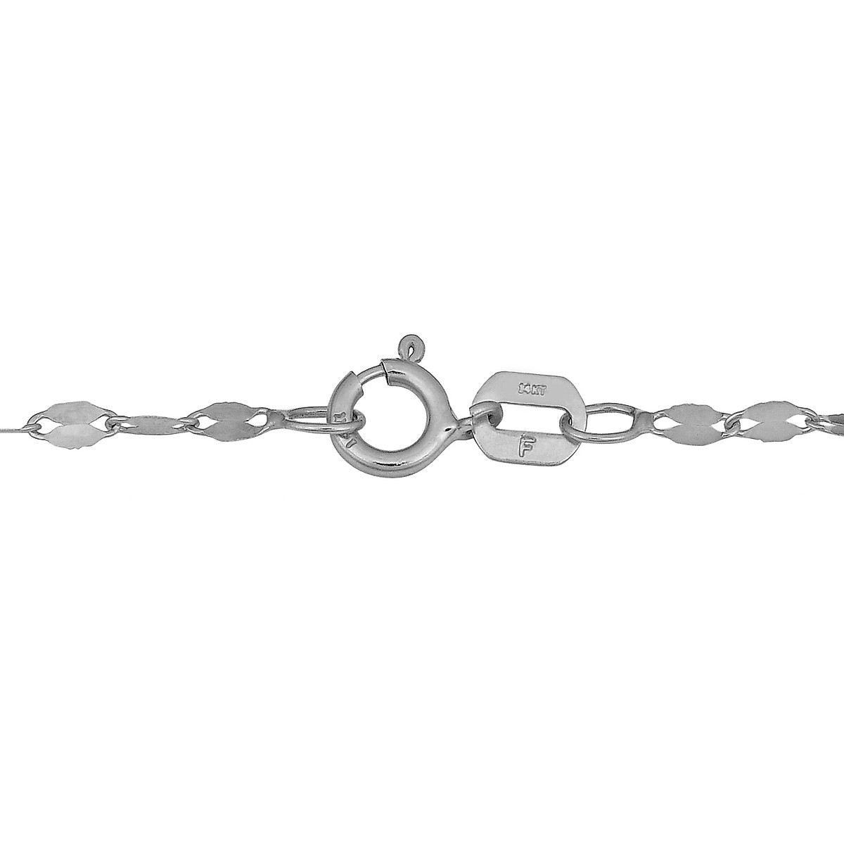 Kooljewelry 14k White Gold 1.2 mm Mirror Flat Link Chain Necklace