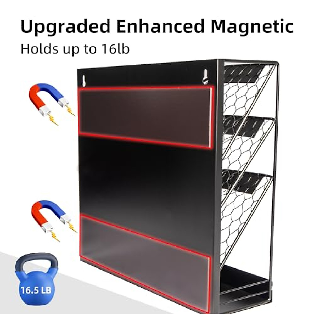 FIROK Magnetic File Holders, 4 Tier Magnetic Paper Holders for Office File Cabinet,Refrigerator, Whiteboard, No Drilling Installation Magnetic Mail Holder Basket Storage Folder Holder,Black