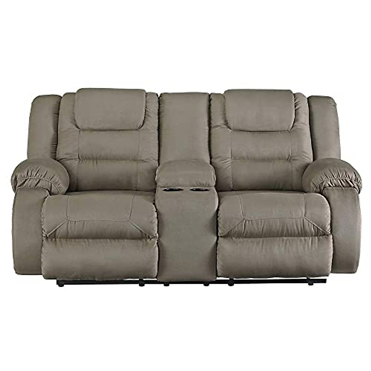Signature Design by Ashley McCade Contemporary Manual Pull Tab Reclining Loveseat with Center Console, Gray