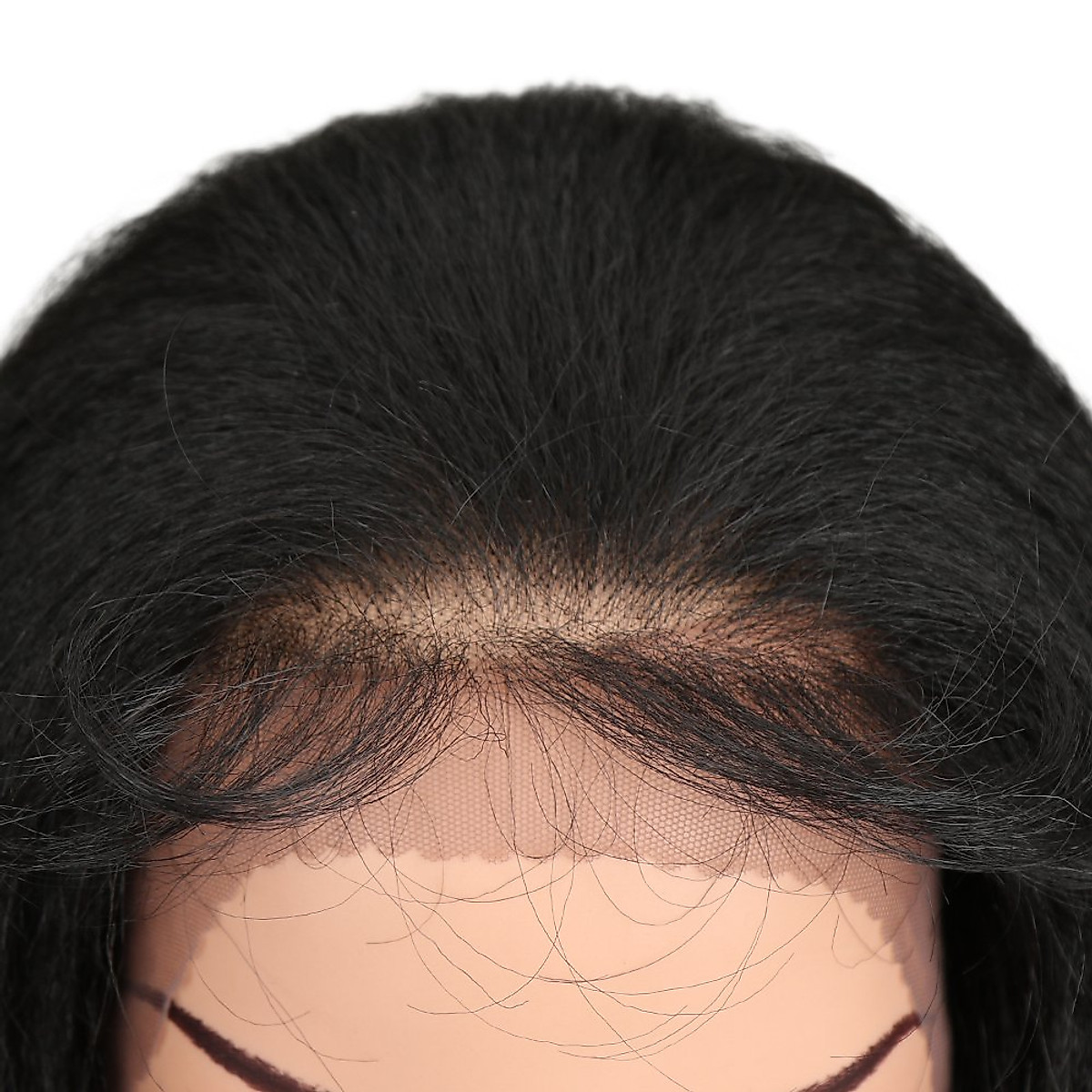 Joedir 24" Straight Yaki Free Part 13x4 Lace Frontal Wigs with Baby Hair Hight Temperature Synthetic Human Hair Feeling Wigs For Black Women 180% Density Wigs Black Color 200g(1B)