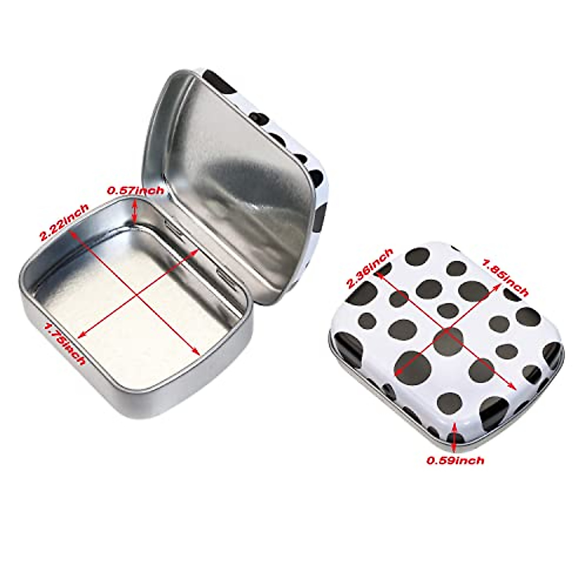 Mini Skater Small Metal Portable Storage Box, Mini Rectangle Empty Hinged Tins with Lid, Home Organizer for Drawing Pin, Pills, Candies, Earring and Jewelry Craft, 4Pcs(Black & White)