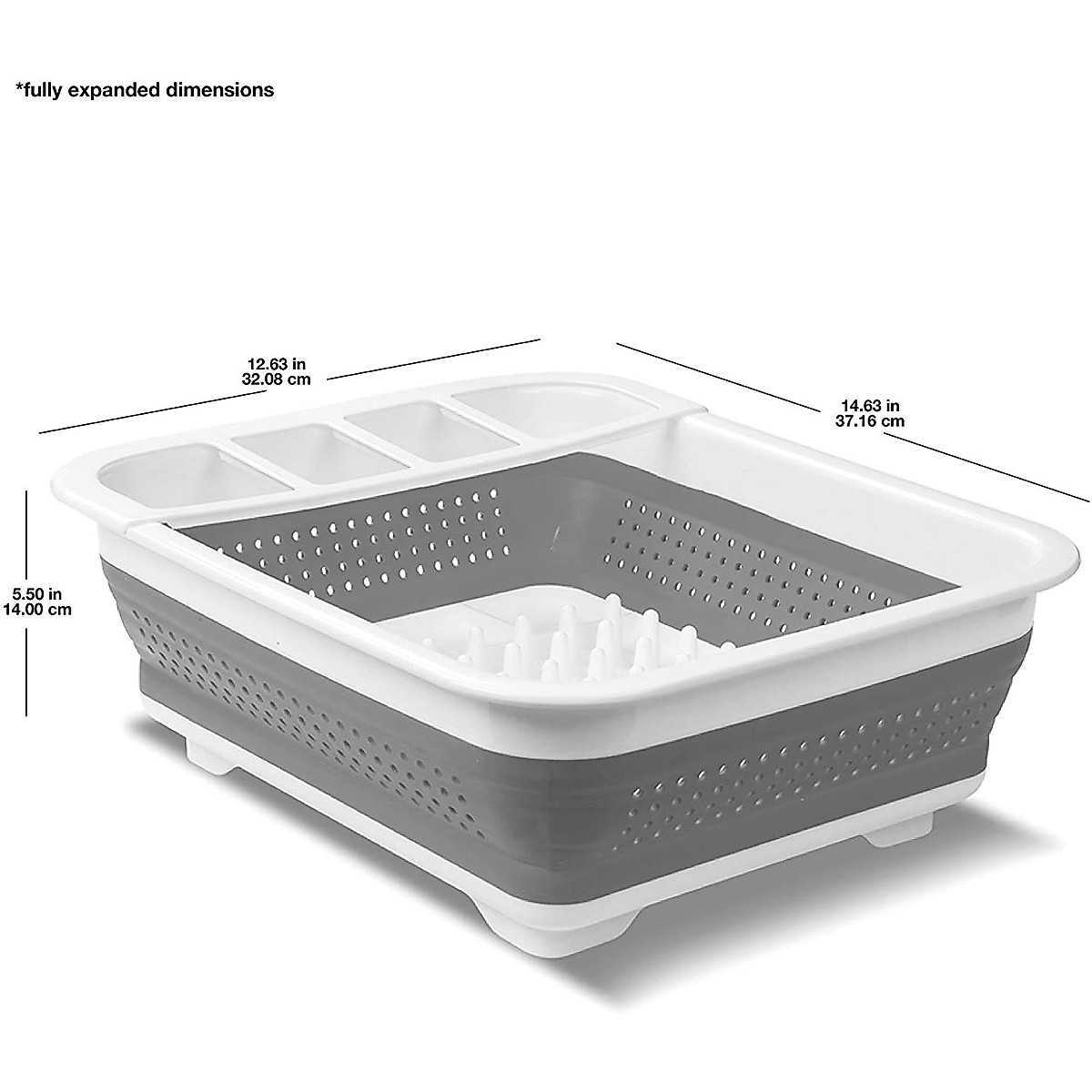 madesmart EMW6337273, Collapsible Dish Rack, Grey/White