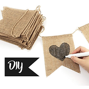 34Pcs Burlap Banner Adjustable Flags DIY Banners for Baby Shower, Party, Wedding and Birthday, 5 x 7 inch