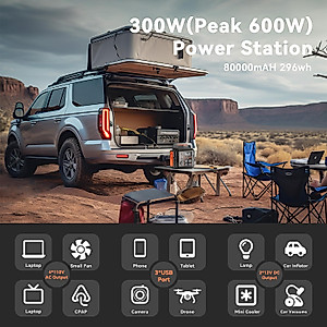 Steelite Portable Power Station 300W (Peak 600W) 296Wh Solar Generator with 110V Pure Sine Wave AC Outlets Backup Lithium Battery for Outdoors Camping Travel Hunting Blackout For Home Use Emergency RV