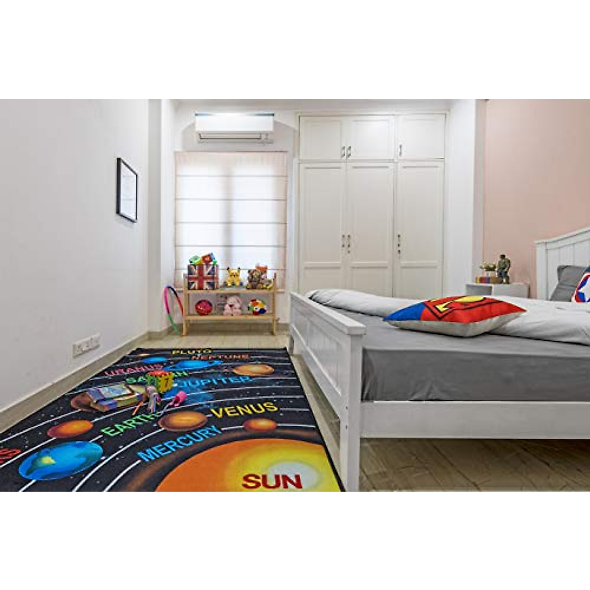 Furnish my Place 761 Solar System HD 4'4"x6'9" Area Rug Solar System for Playroom | Bedroom & Classroom | Washable Floor Mat | Contemporary Design | Multicolor