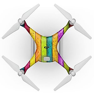 Design Skinz Design Skinz Neon Wood Planks Full-Body Wrap Decal Skin-Kit Compatible with The Drone DJI Phantom 3/Phantom 3 Pro