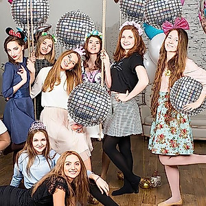 Disco Balloons, 6PCS Rainbow Silver Disco Ball Balloons, 22 inch 4D Disco Ball Decorations, Disco Party Decorations, Disco Themed Party Decorations, Disco Party Supplies