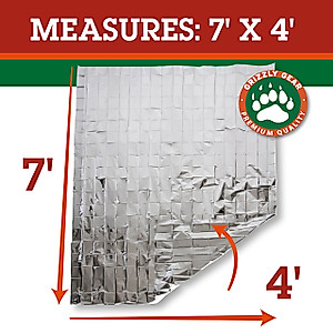 Grizzly Gear Emergency Mylar Thermal Blankets (10 Pack) Survival Kit Camping Space Blanket - Perfect for Hiking, Outdoors, Marathon Runs or First Aid Set- Bug Out Bag Essential - Keep Heat Insulated