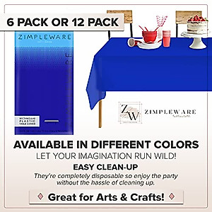 Blue Standard Disposable Plastic Party Tablecloth [12-Pack] 54 x 108” Rectangle Table Cover For Indoor & Outdoor Use By Zimpleware