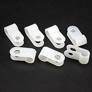 XINGYHENG 100pcs White Nylon R-Type Cable Clamp Fastener for 1/8 Inch (3.2mm) Dia Wire Tube Plastic Wire Cord Clip Fixer with 100 Pack Screws for Wire Management