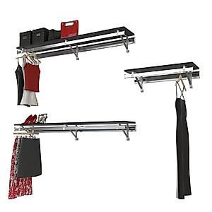 Arrange A Space RCLBY Premium Two 88" and One 32" Shelf/Hang Rod Kits Espresso Closet System, 120"
