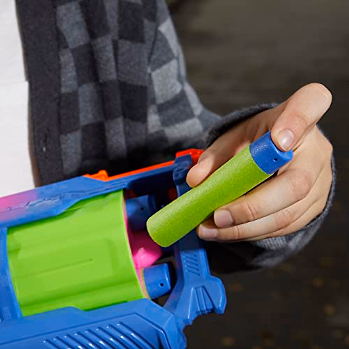 Nerf Mega CycloneShock Toy Blaster, Cybershock Color Style, 6-Dart Drum, 6 AccuStrike Mega Darts, Easy Priming (Amazon Exclusive)