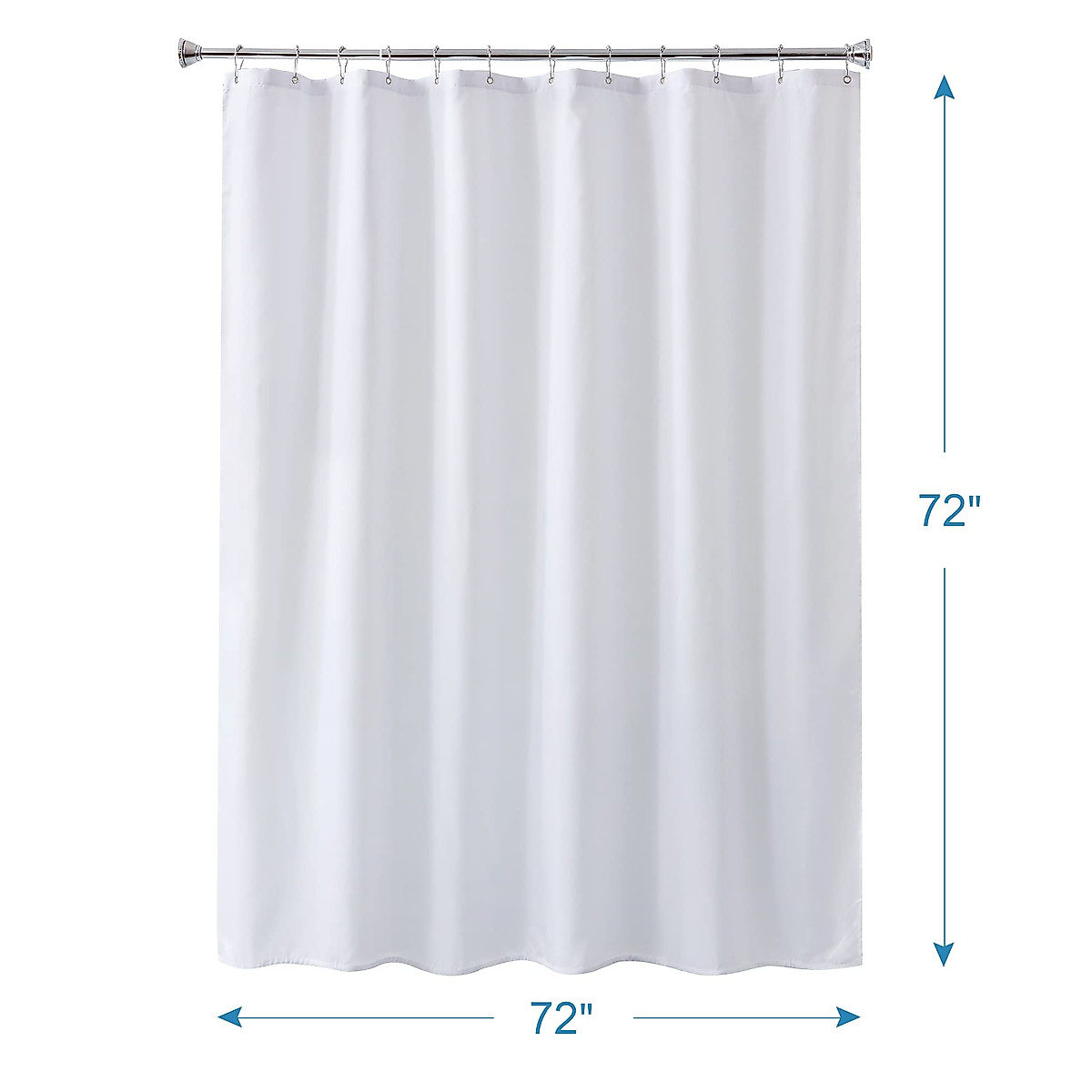 Amazer White Shower Curtain Liner Washable, 72 x 72 Inches, Fabric Shower Liner with 2 Bottom Stones, Waterproof 2-in-1 Shower Curtain and Liner, 12 Grommet Holes, Hotel Quality, White