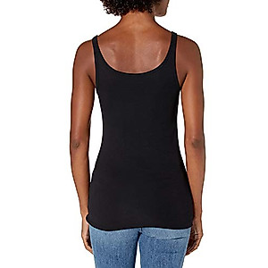 Amazon Essentials Women's Slim-Fit Thin Strap Tank Top, Pack of 2, Black/White, Large