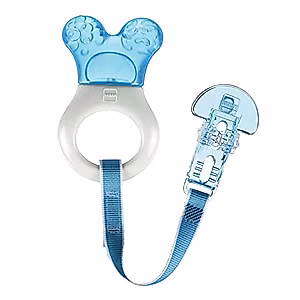MAM Mini Cooler Teether with Clip Baby Teether, Cooling Mechanism Soothes Sore Gums, Relieves Teething Symptoms in Babies 2+ Months, 1 Pack, 2+ Months, Boy