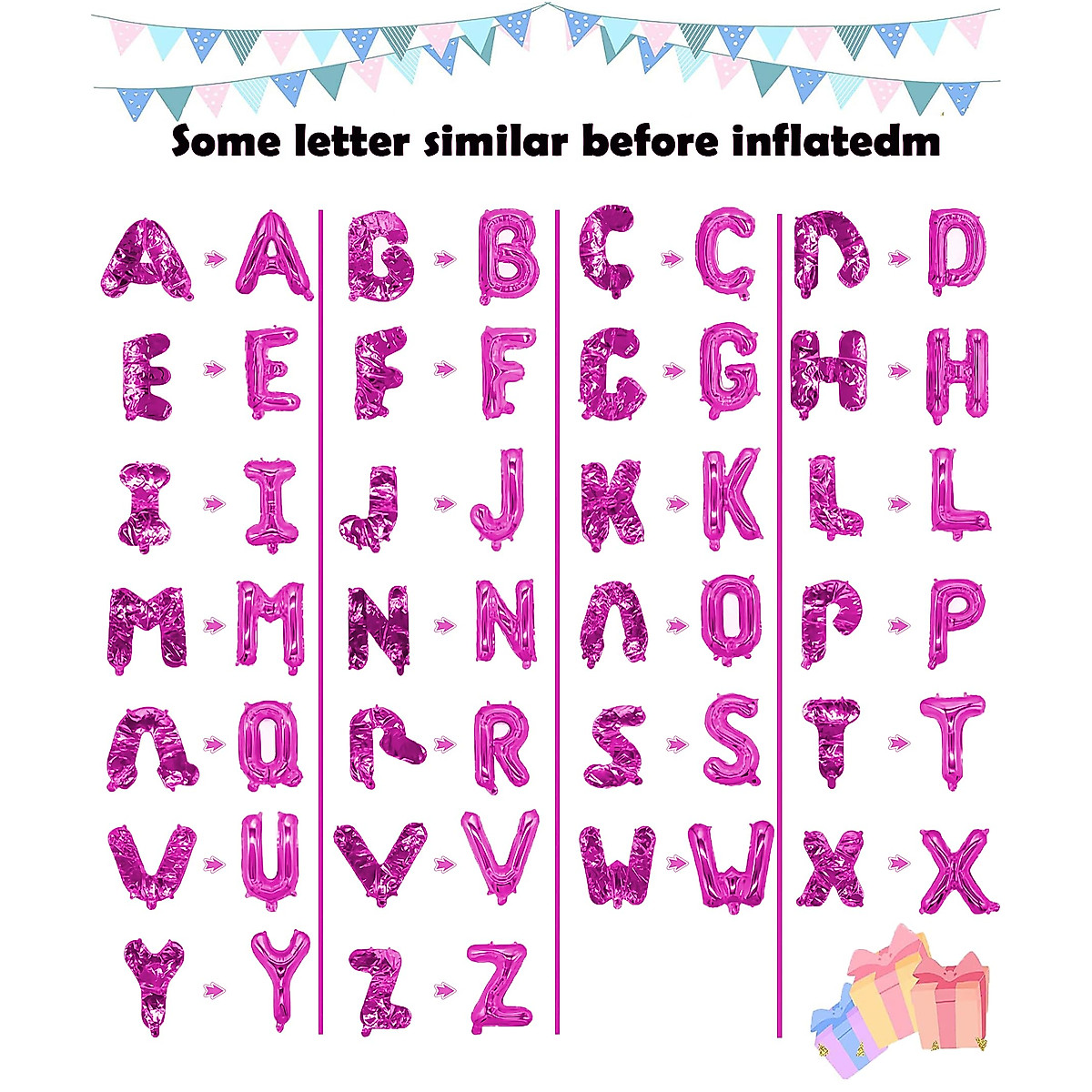 Letter Balloons Foil Mylar Wedding Birthday Bridal Shower Anniversary Celebration Graduation Party Decoration Alphabet (Hot pink)
